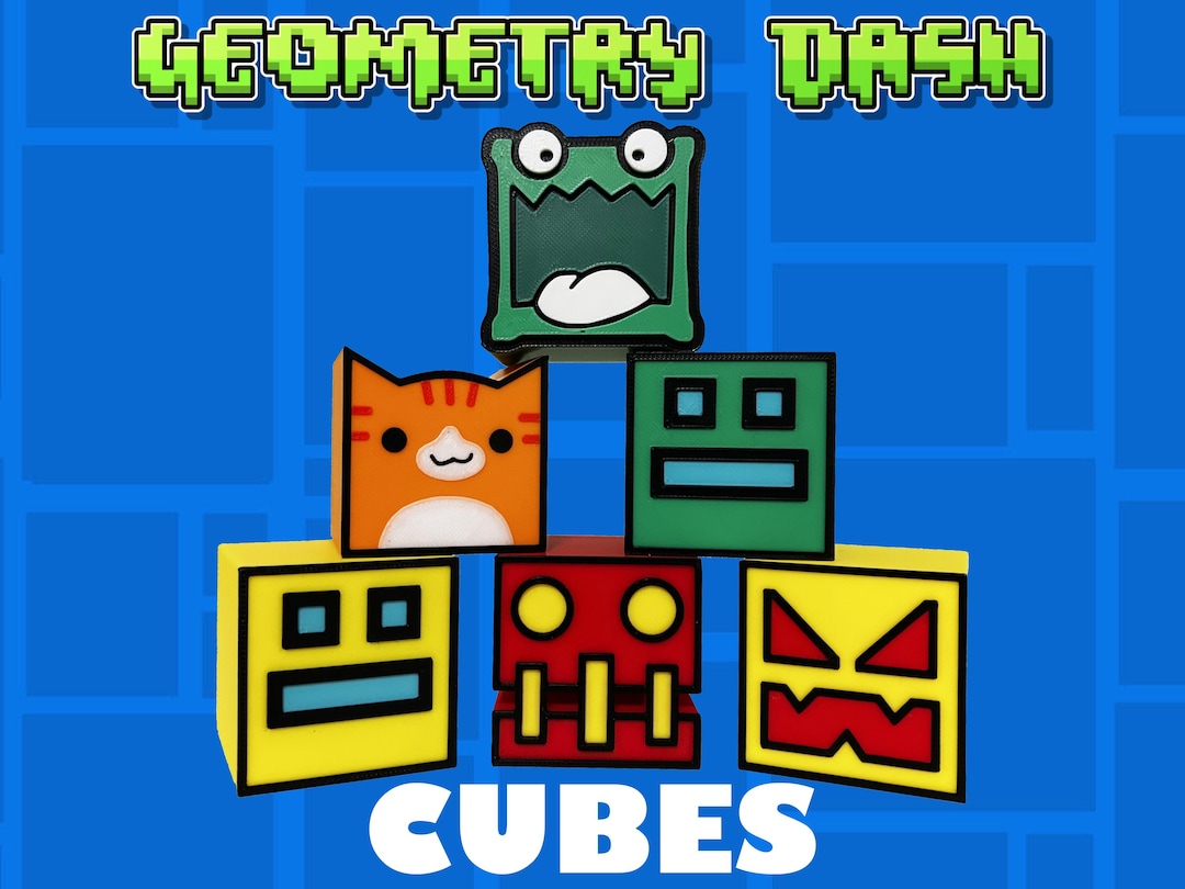 Geometry Dash, 3D Printed Toy, Collectible, Cubes, 2x2x2 In., Gamer ...