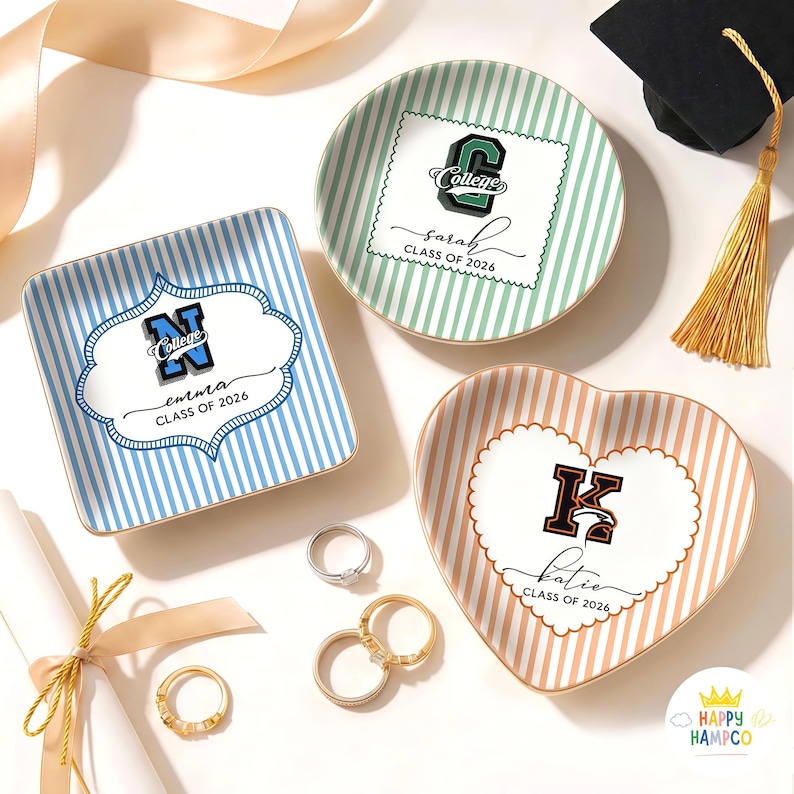 Custom University College Logo Jewelry Dish, Graduation Gift for Girls ...