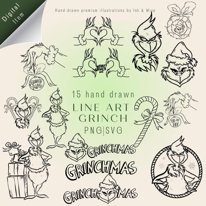 Grinch Line Art - Etsy