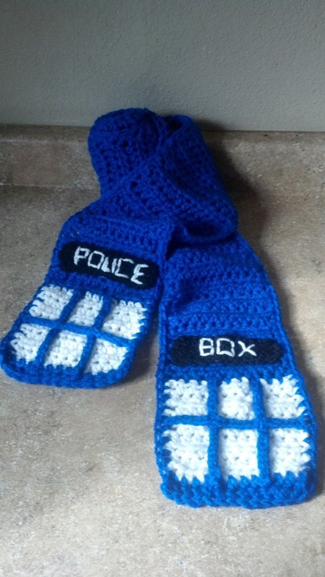 Dr Who Inspired Scarf Tardis Crochet Scarf Police Box. | Etsy