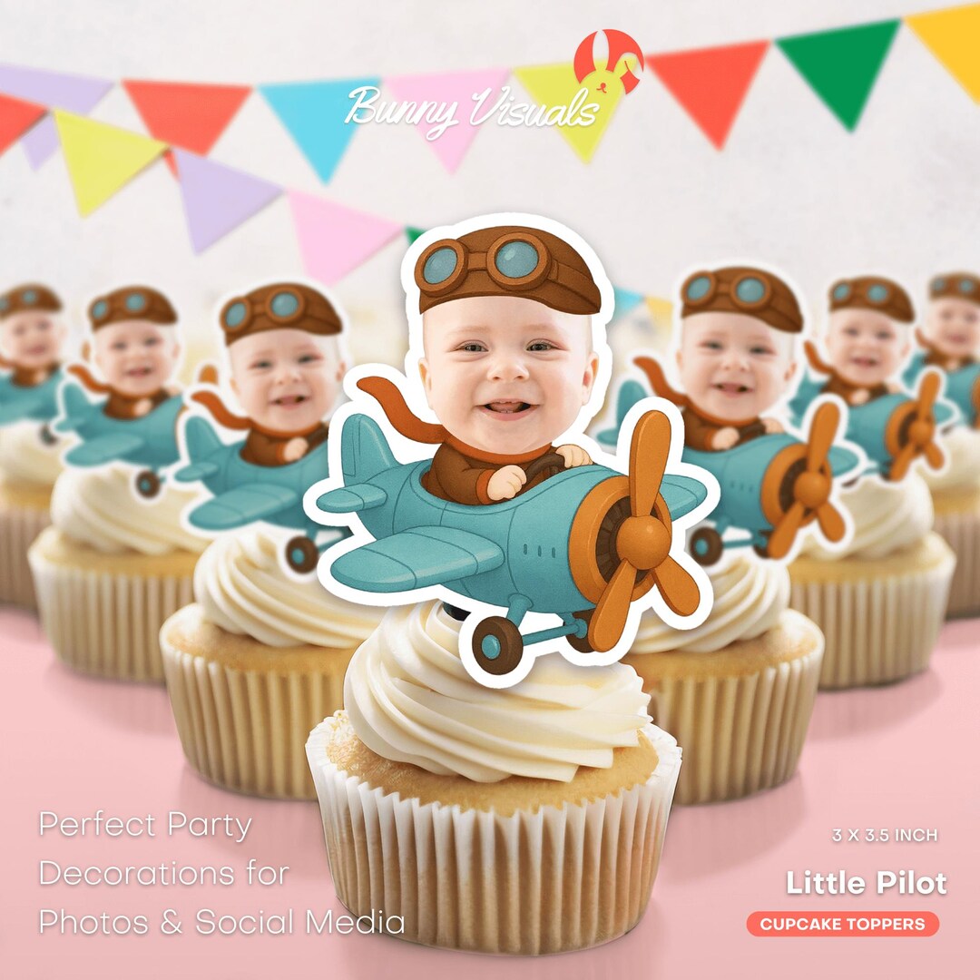 Cupcake Toppers: Custom Little Pilot Design - Printable Party Decor - Etsy