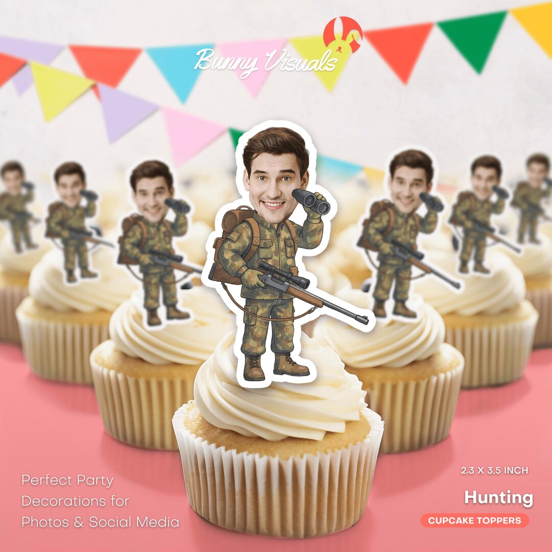 Custom Face Camo Cupcake Toppers – Hunting Birthday (digital PDF) - Etsy