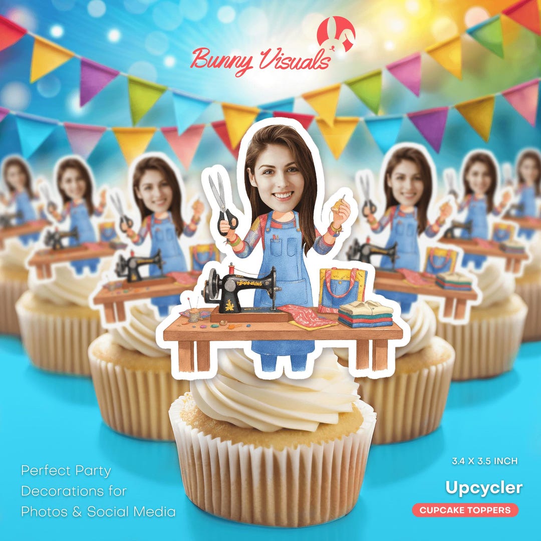 Custom Sewing Cupcake Toppers - Personalized Faces for Tailor Parties ...