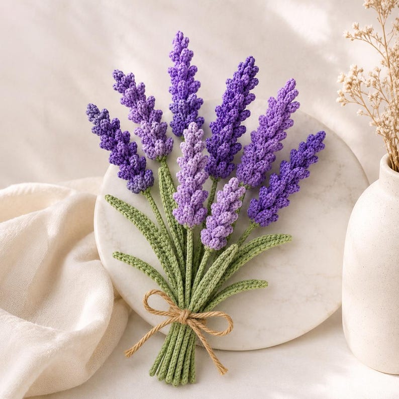 Crochet Lavender Bouquet Pattern, Handmade Flower Decor PDF (instant ...