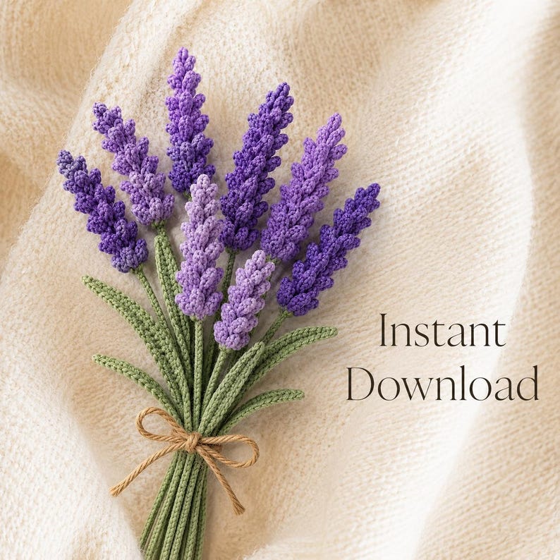 Crochet Lavender Bouquet Pattern, Handmade Flower Decor PDF (instant ...