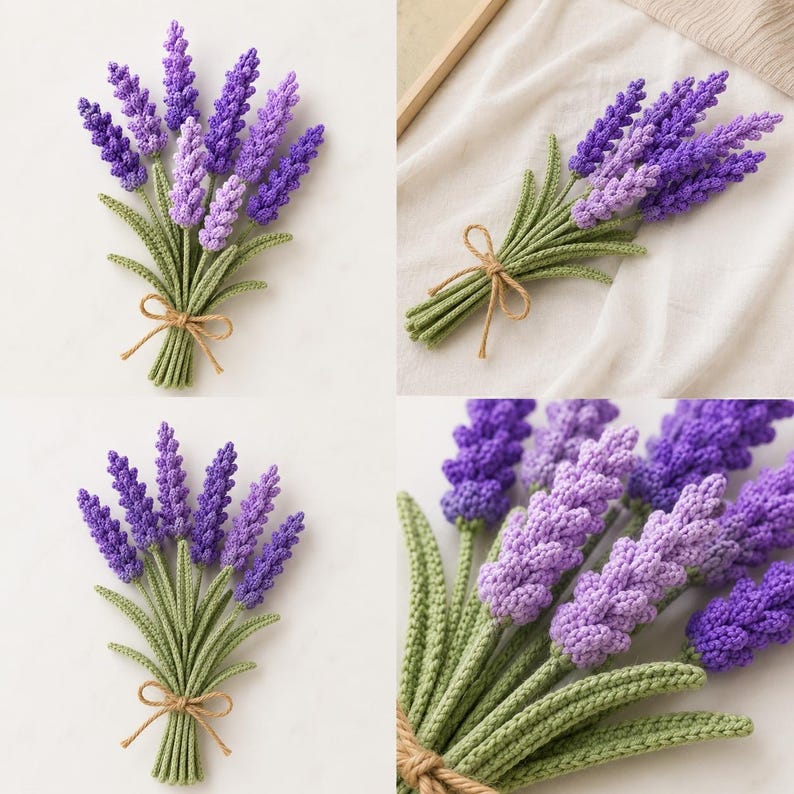 Crochet Lavender Bouquet Pattern, Handmade Flower Decor PDF (instant ...