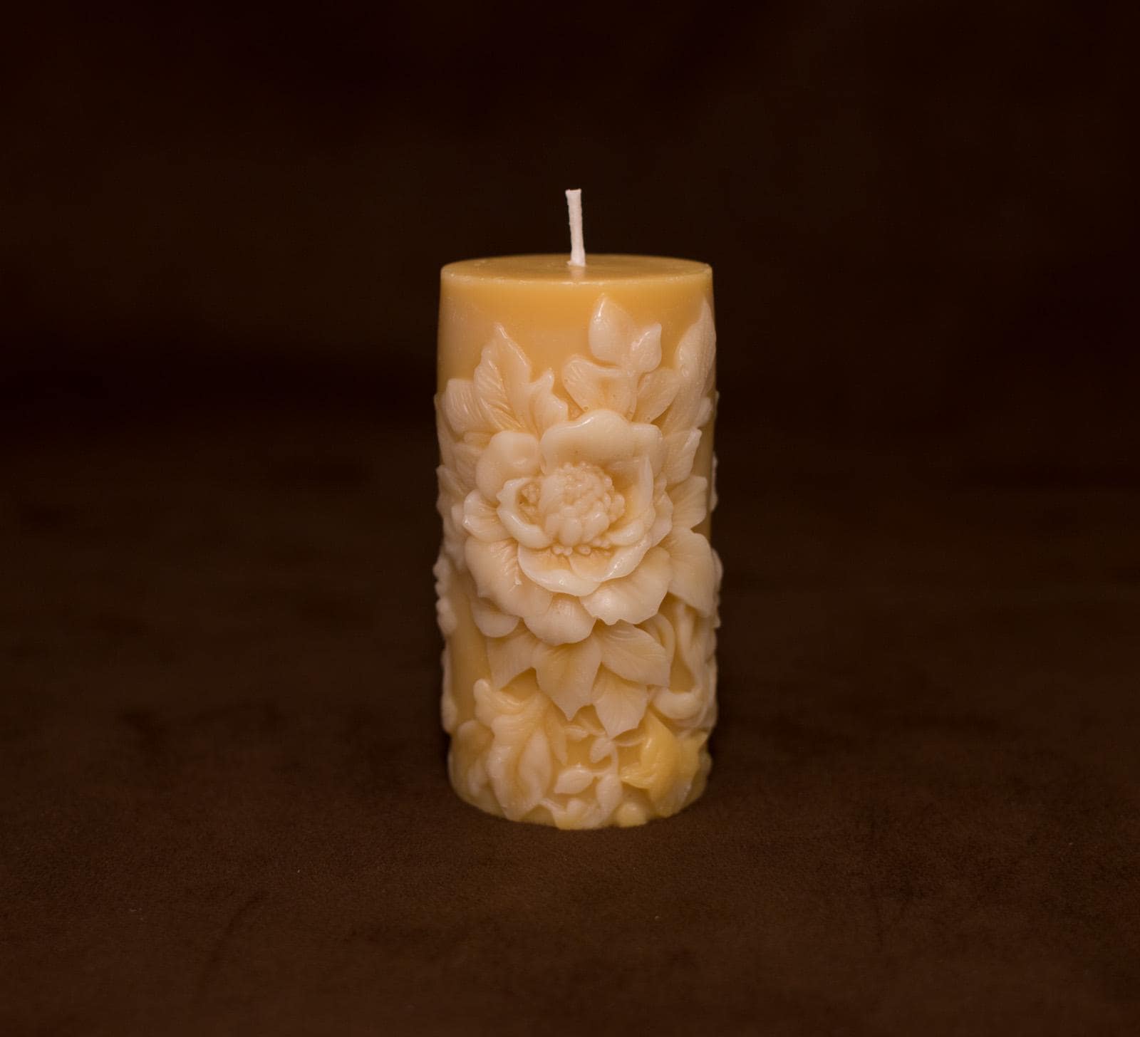 Flower Embossed Pillar Candle With 2 Tone Coloring - Etsy