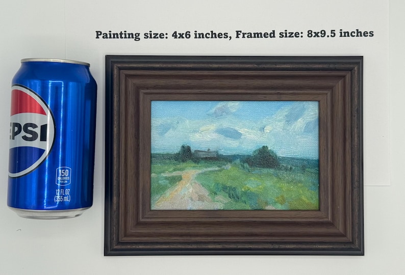 Original Oil Painting Framed Countryside Landscape Country Road Trees ...