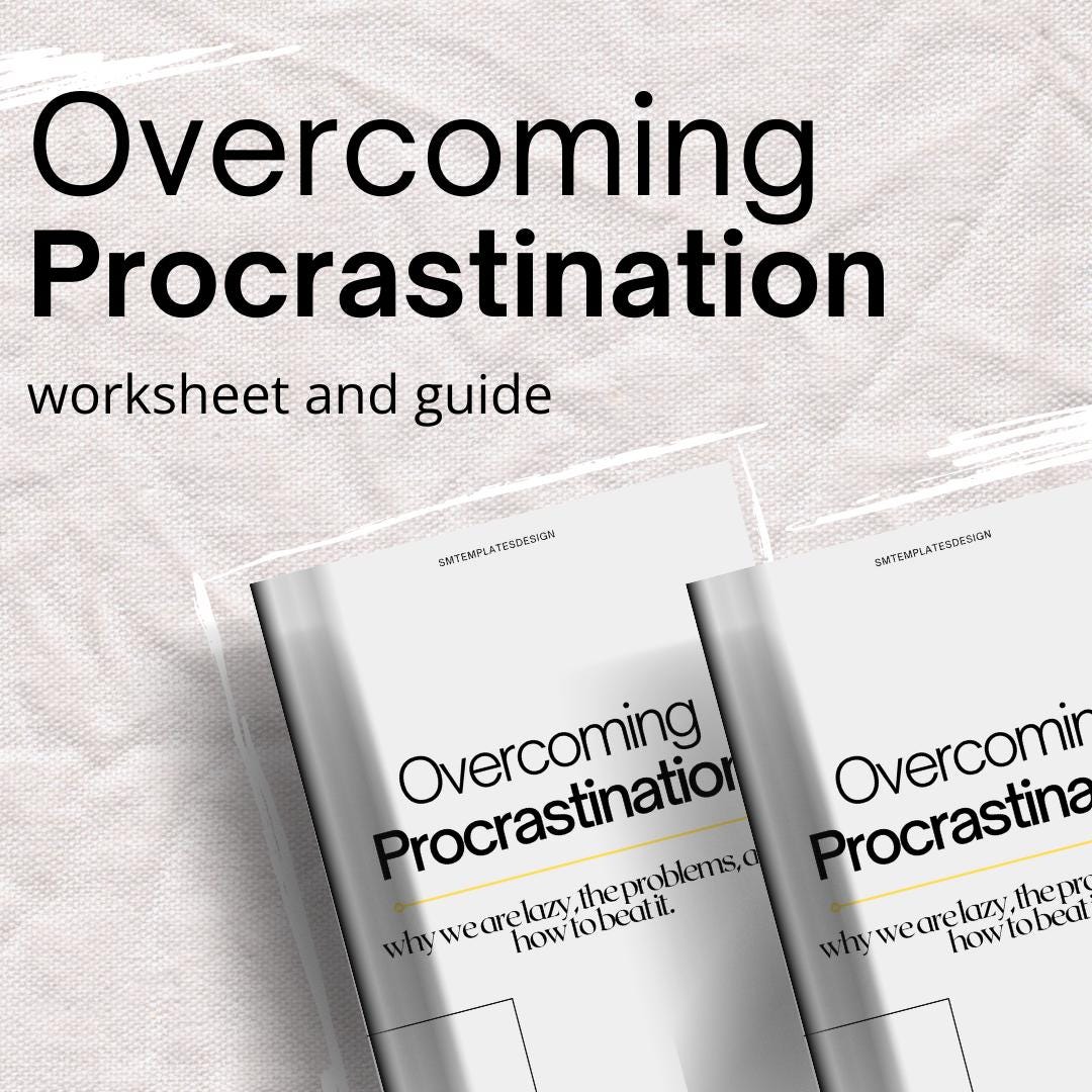 Overcome Procrastination Guide and Worksheet Tracker| Focus, Motivation ...