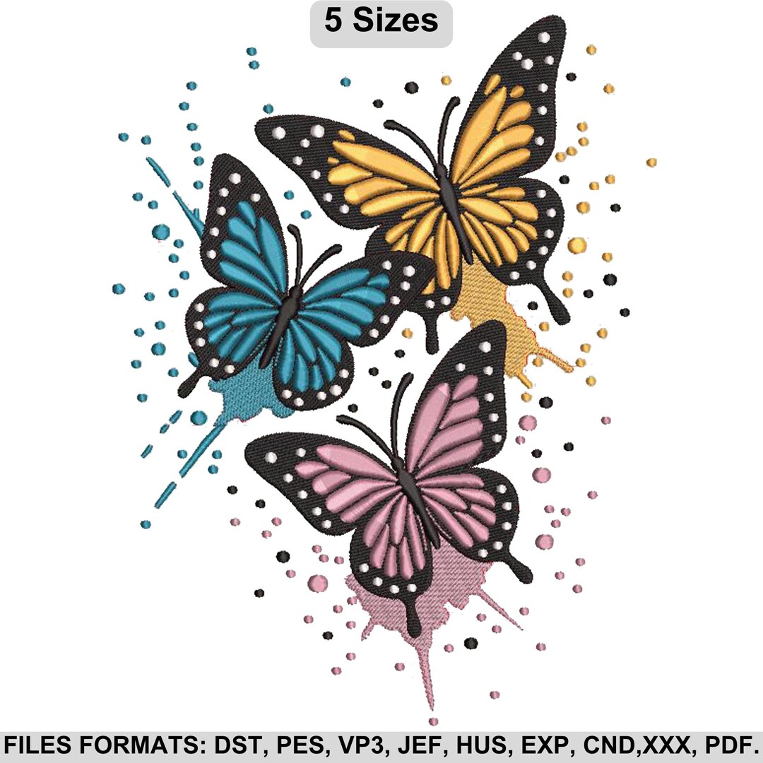 Beautiful Butterfly Embroidery Design, Colorful Butterfly Machine ...