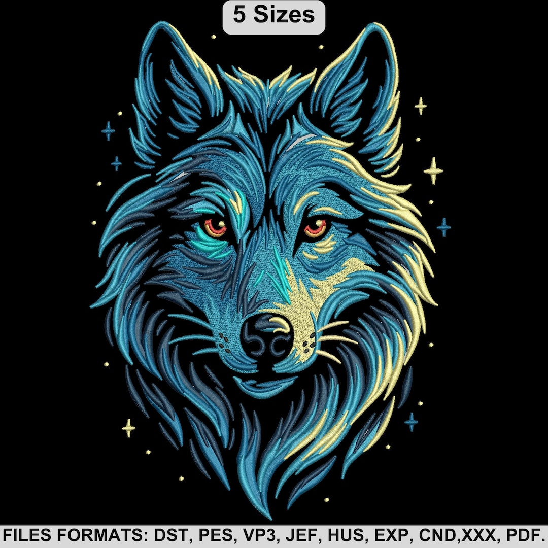 Wild Wolf Head Machine Embroidery Design, Realistic Wolf Embroidery ...