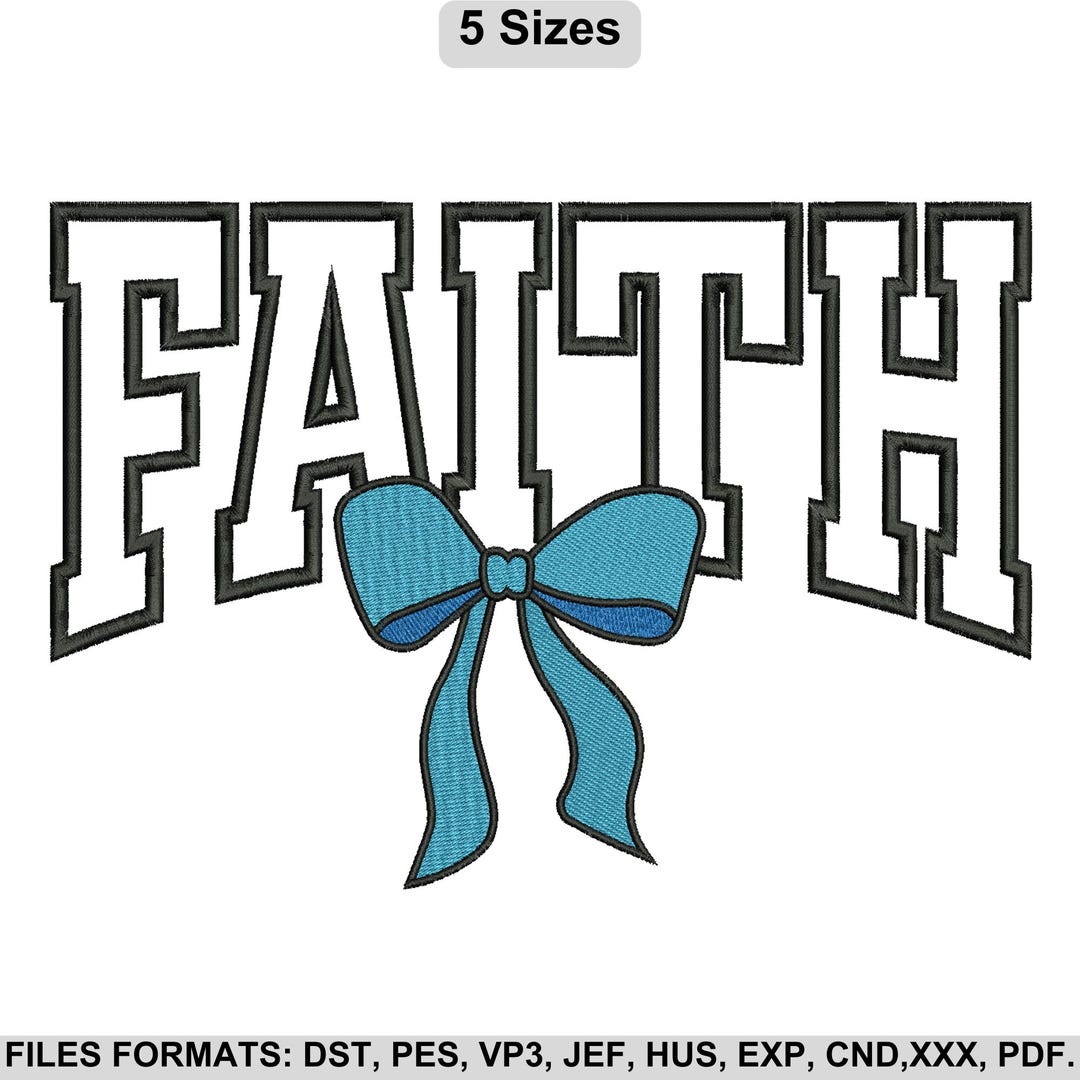 Faith Bow Embroidery Design, Christian Bow Machine Embroidery File ...