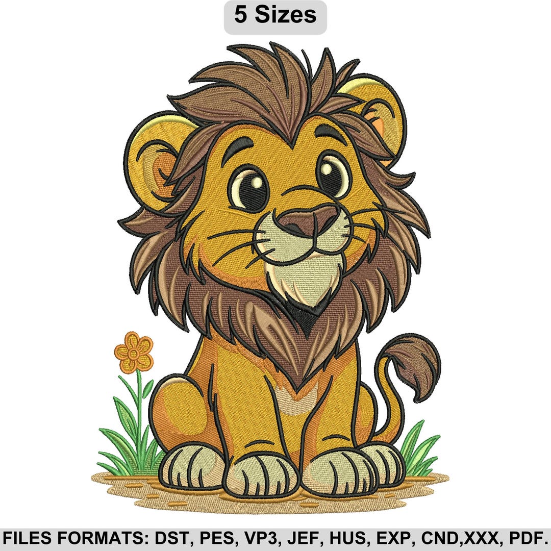 Cute Lion Embroidery Design, Baby Safari Animal Machine Embroidery ...