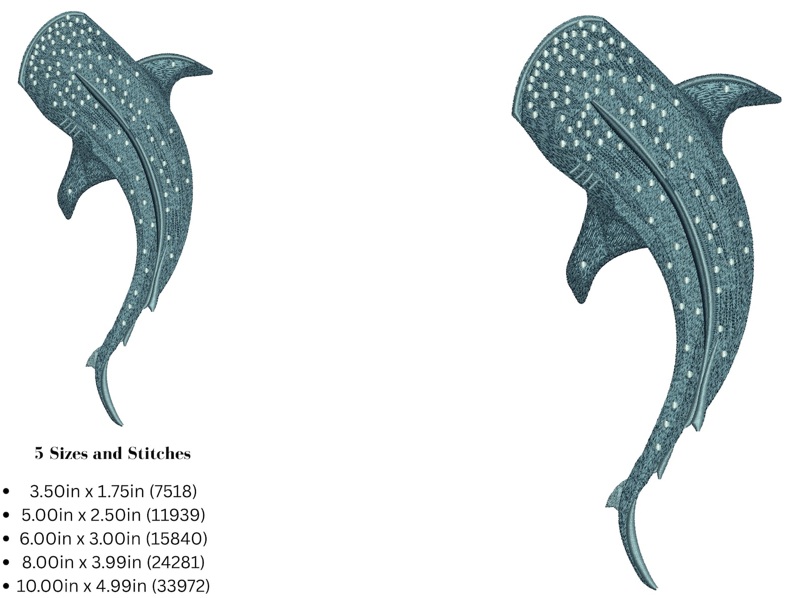 Whale Shark Embroidery Design, Ocean Animal Machine Embroidery Pattern ...