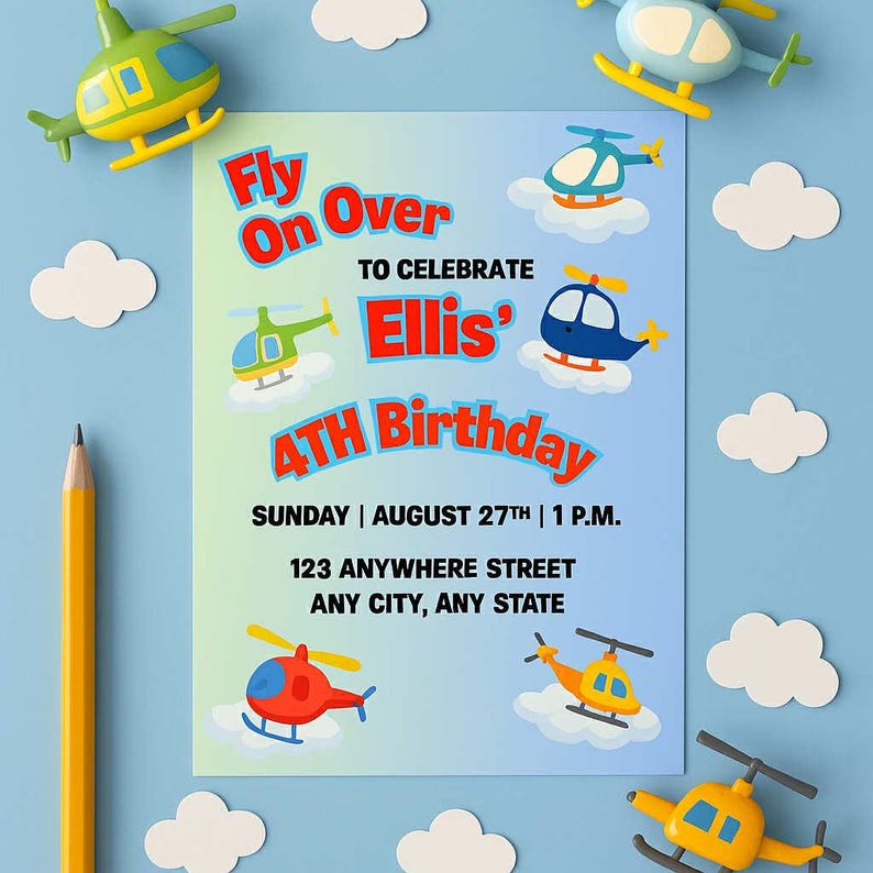 Fly on Over Birthday Party Invitation - Etsy