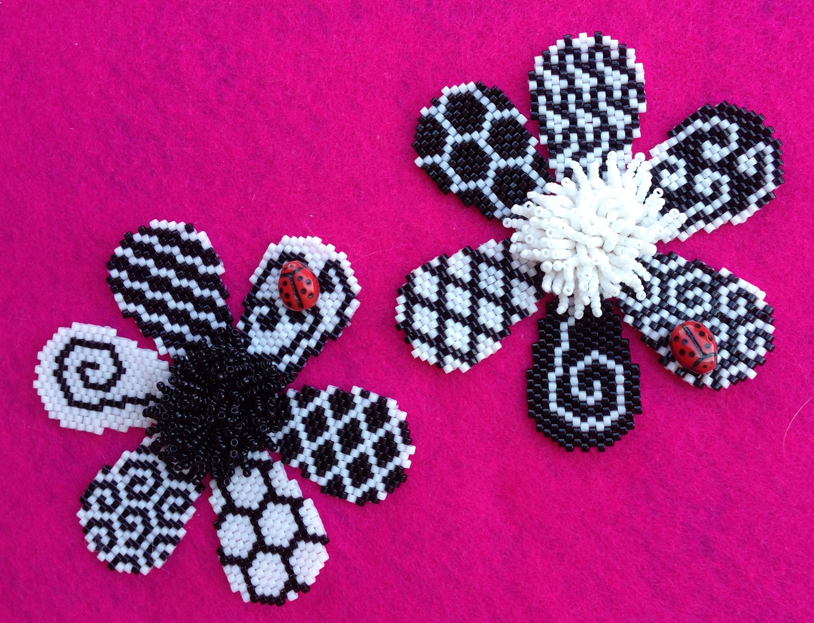 Zen Flower Peyote Pin Brooch Zentangle Beaded Jewelry - Etsy
