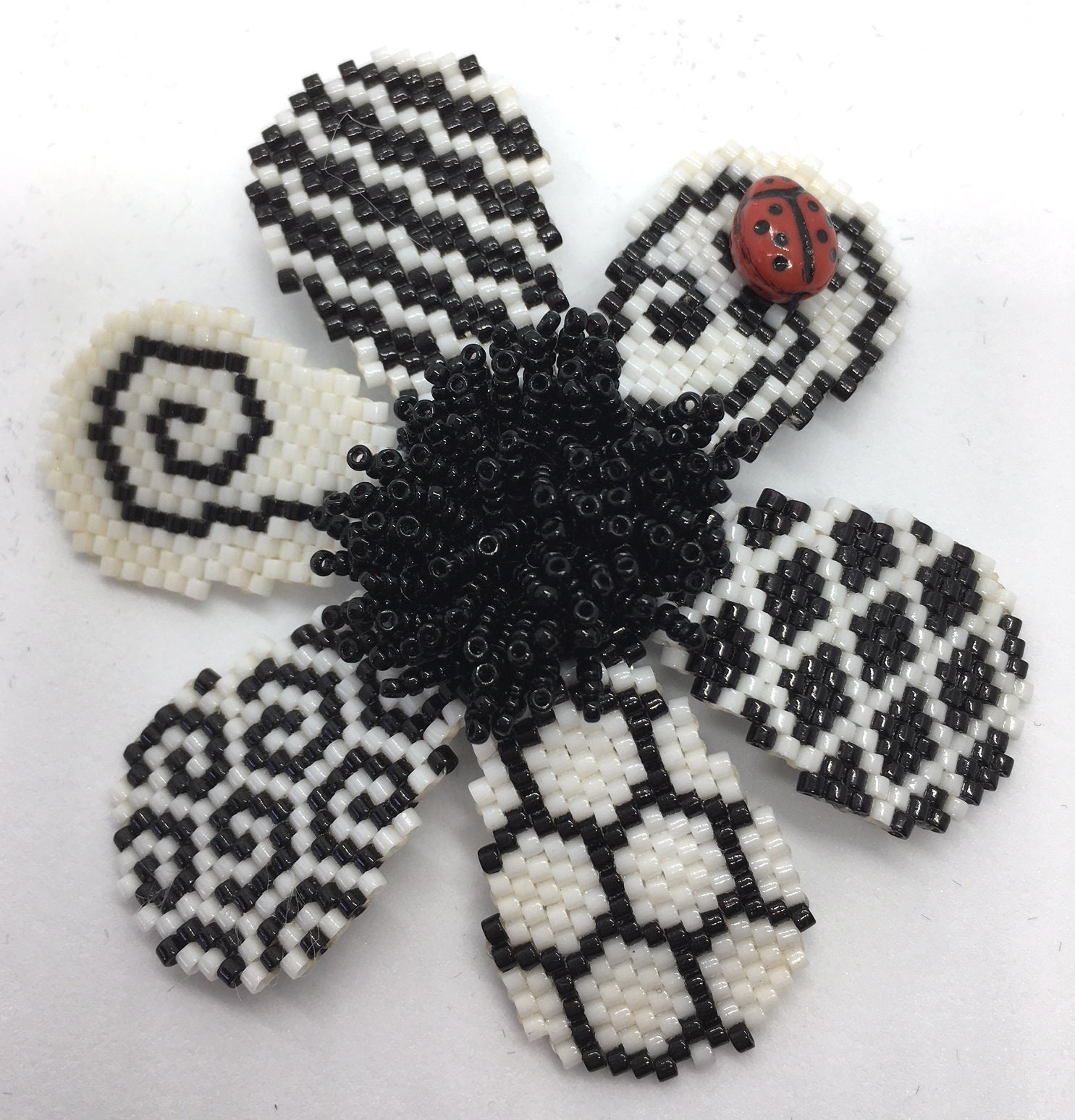Zen Flower Peyote Pin Brooch Zentangle Beaded Jewelry - Etsy