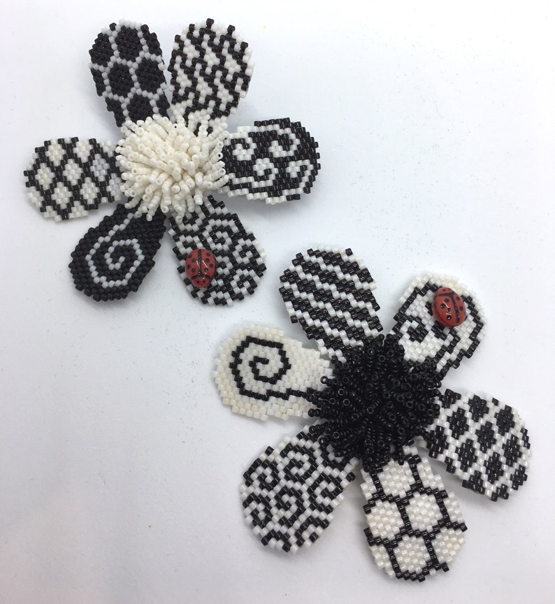 Zen Flower Peyote Pin Brooch Zentangle Beaded Jewelry - Etsy