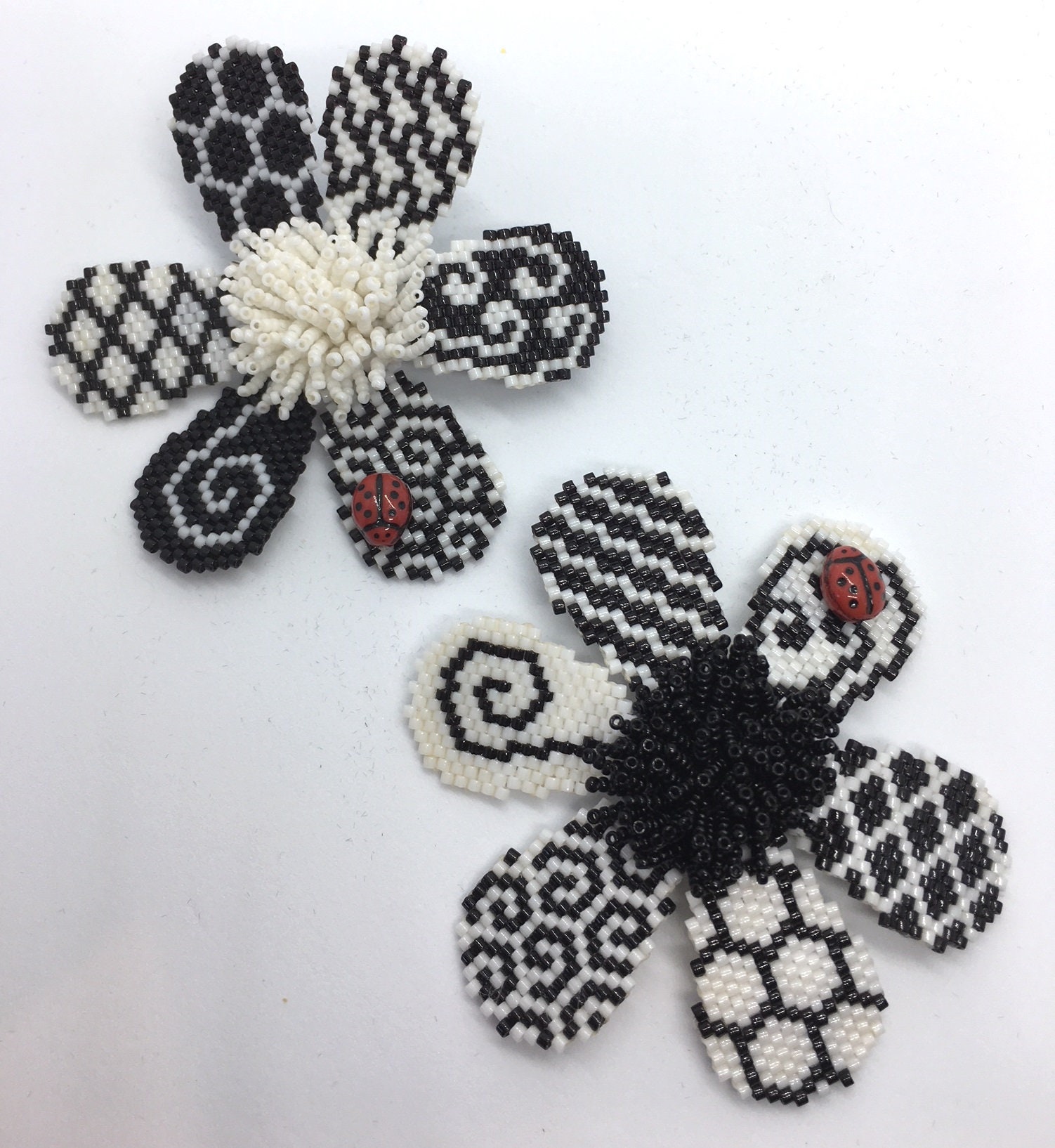 Zen Flower Peyote Pin Brooch Zentangle Beaded Jewelry - Etsy