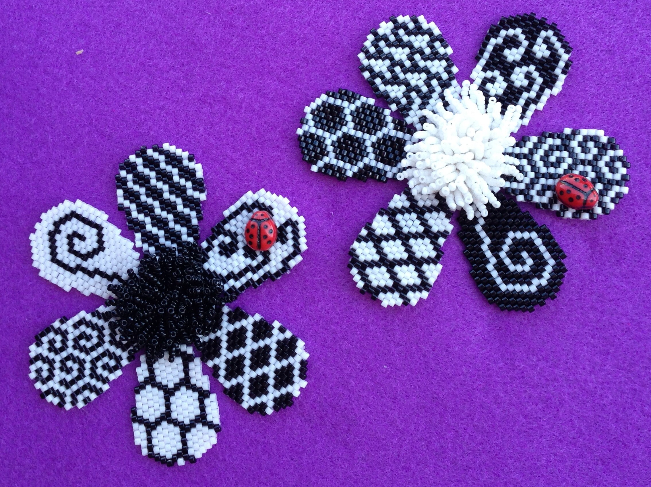 Zen Flower Peyote Pin Brooch Zentangle Beaded Jewelry - Etsy