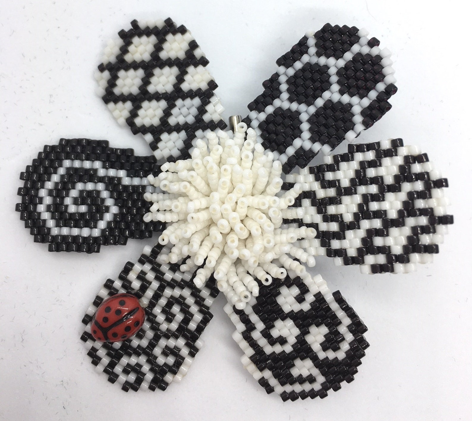 Zen Flower Peyote Pin Brooch Zentangle Beaded Jewelry - Etsy