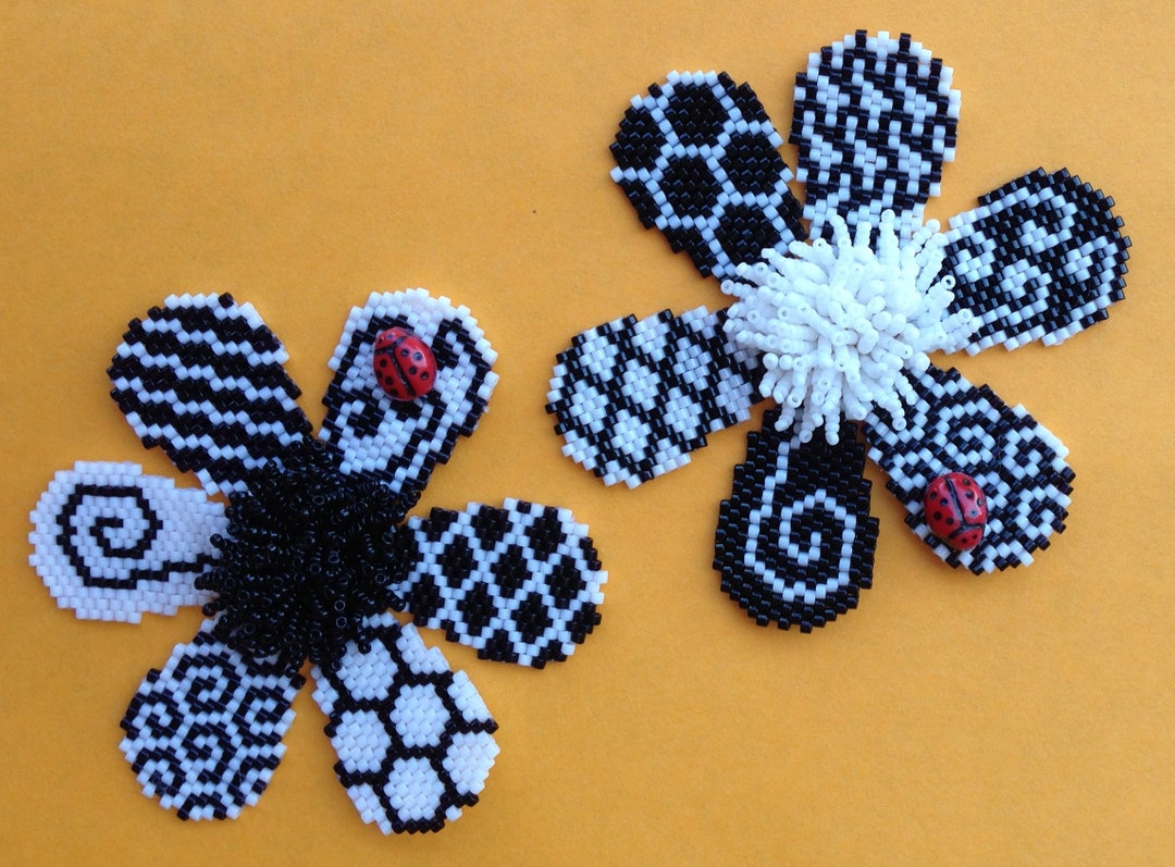 Zen Flower Peyote Pin Brooch Zentangle Beaded Jewelry - Etsy