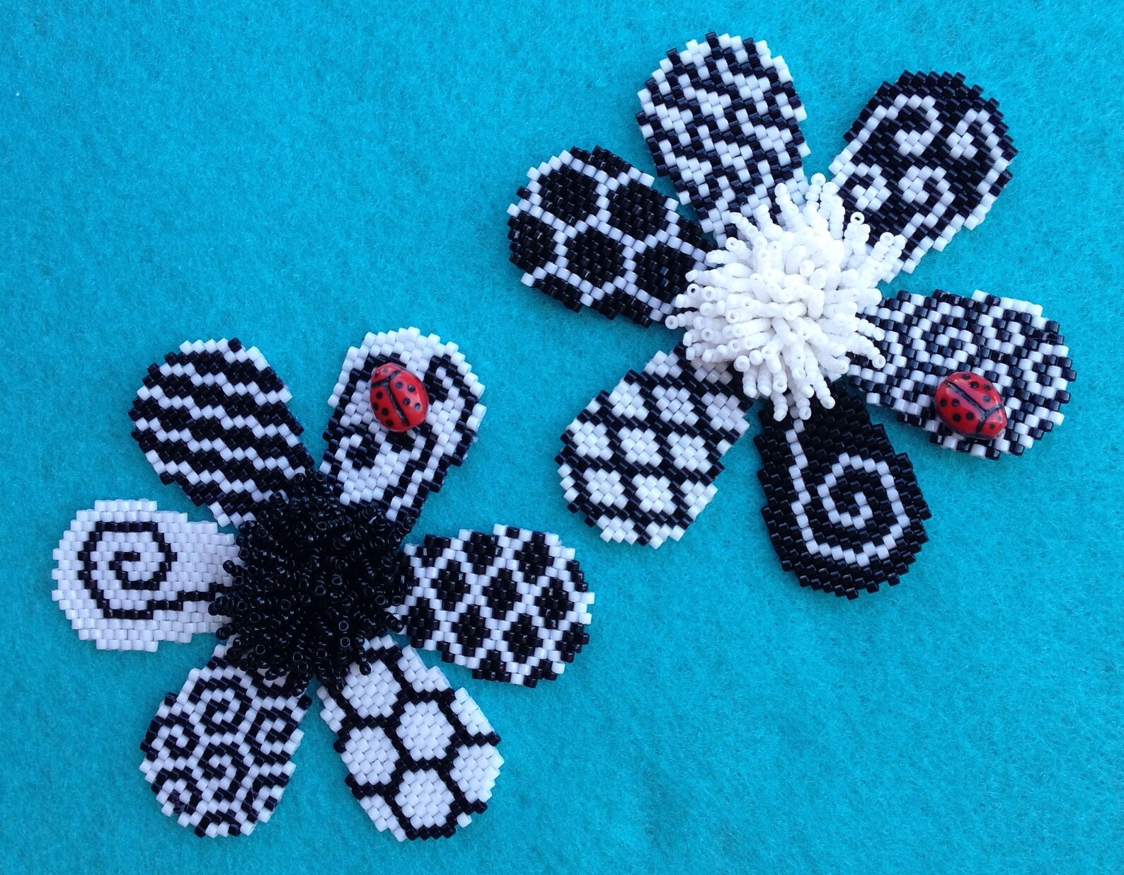 Zen Flower Peyote Pin Brooch Zentangle Beaded Jewelry - Etsy