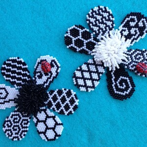 Zen Flower Peyote Pin Brooch Zentangle Beaded Jewelry - Etsy