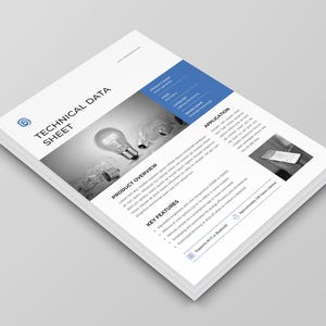 Technical Date Sheet Template, Company Data Sheet Template, Business ...