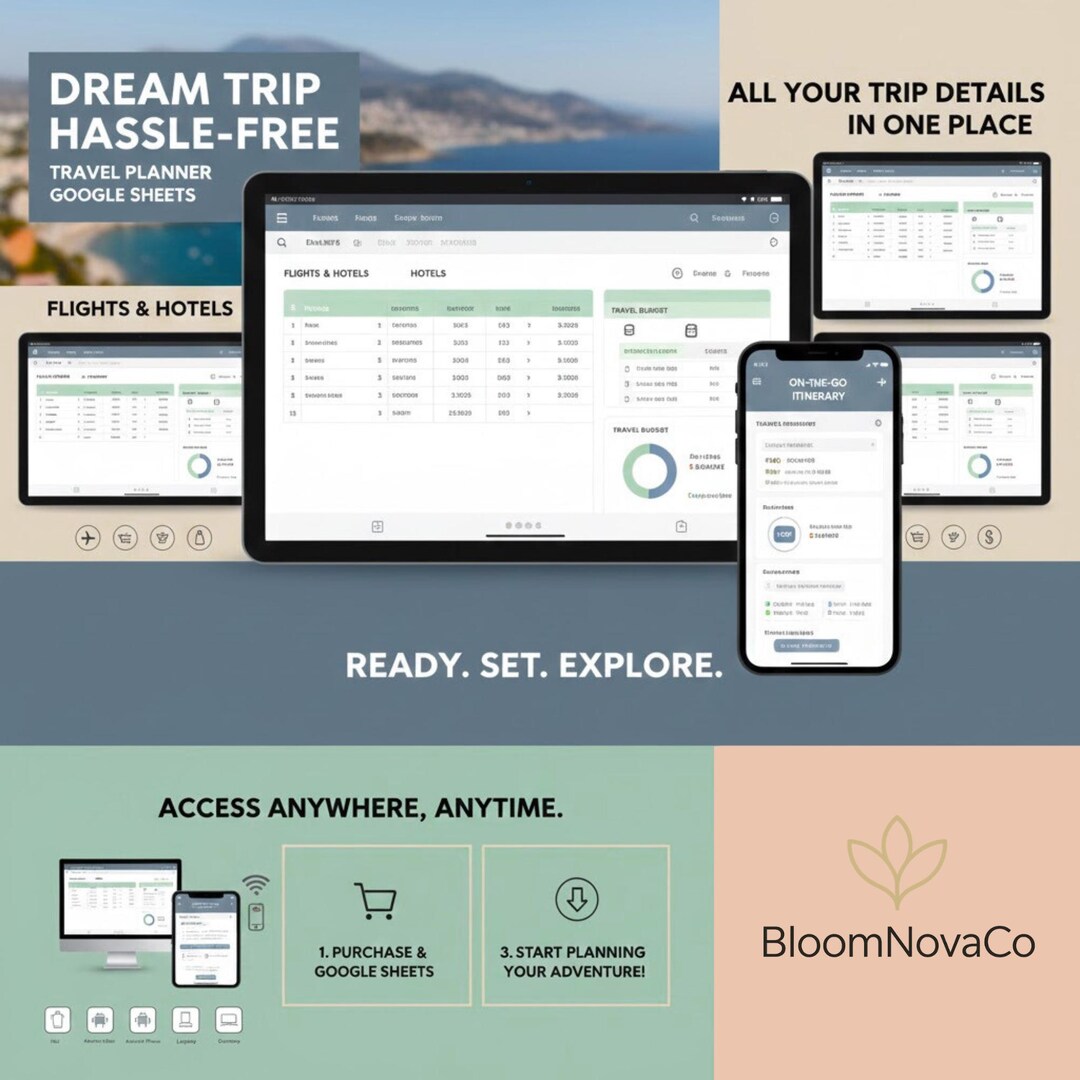 Simple Travel Planner Spreadsheet | Easy Trip Itinerary and Digital ...