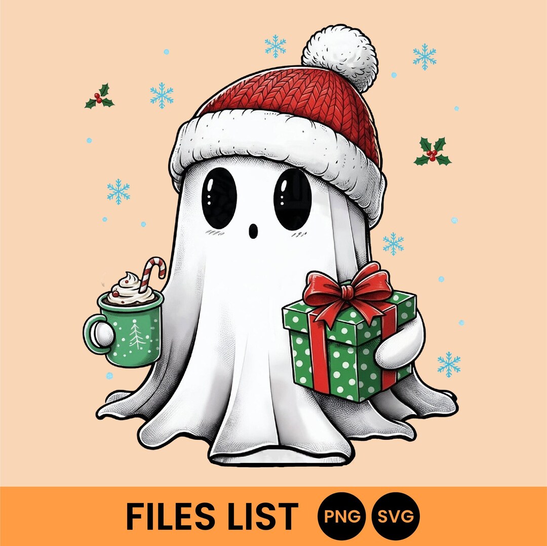 Funny Ghost Santa Clipart: Xmas Festive Design (PNG, SVG) - Etsy