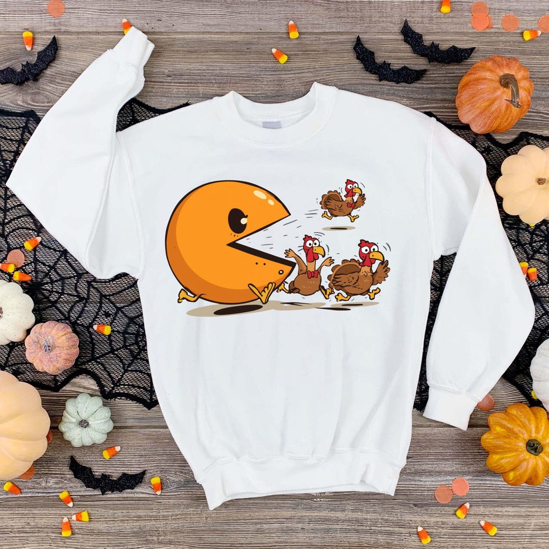 Funny Thanksgiving Turkey Chasing PNG: Retro Fall Design (digital ...