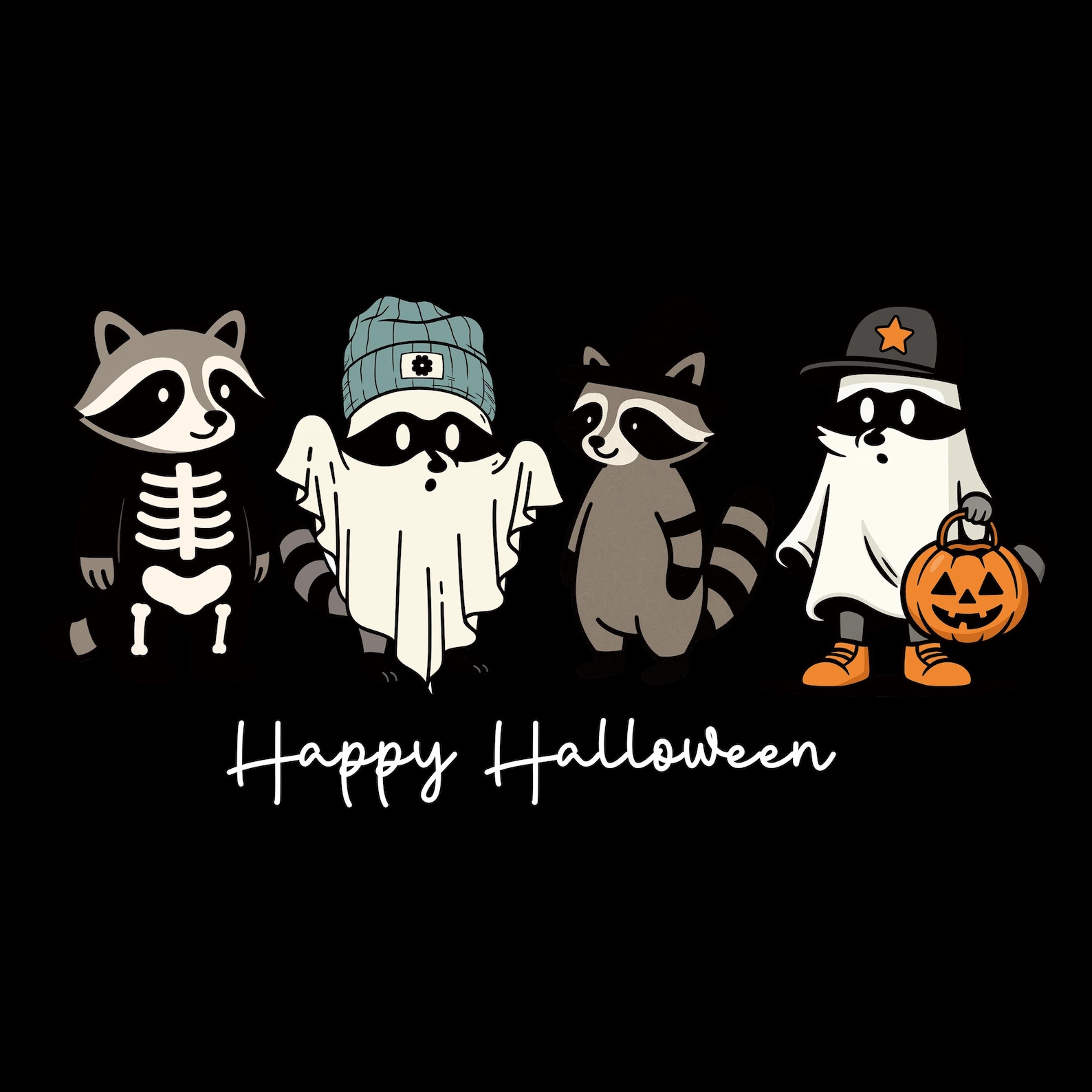Cute Raccoon Ghost Png, Halloween Mascot Png, Retro Halloween Raccoon ...