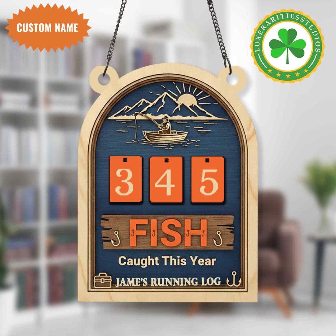 Custom Fish Caught Tracker Sign, Fish Counter Angler Log, Fisherman ...
