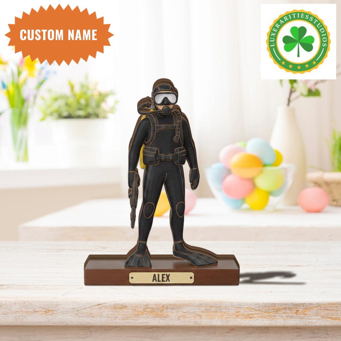 Personalized Scuba Diver Wooden Block, Custom Name Desk Decor - Etsy