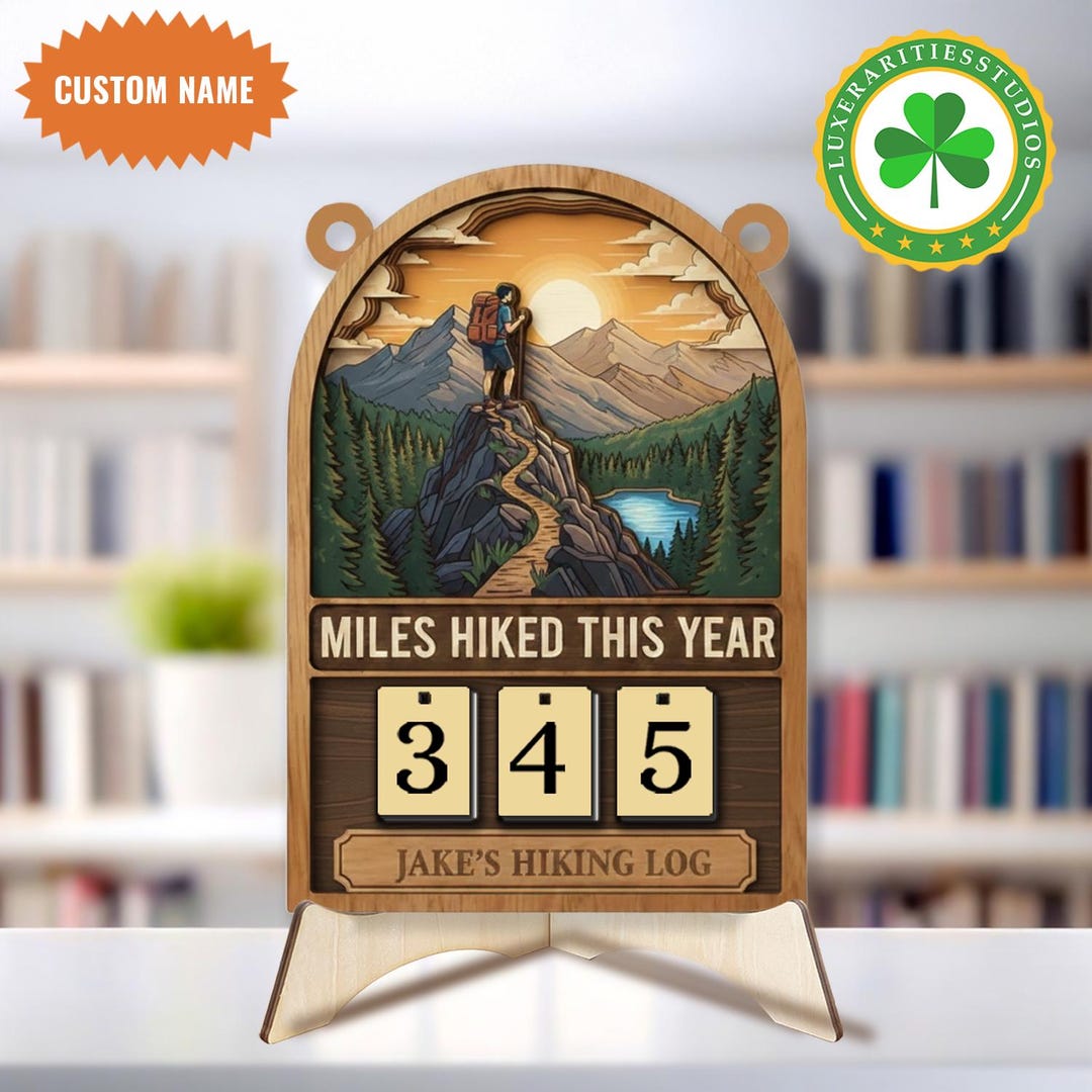 Personalized Hiking Miles Tracker Sign, Hiker Gift for Home or Cabin ...