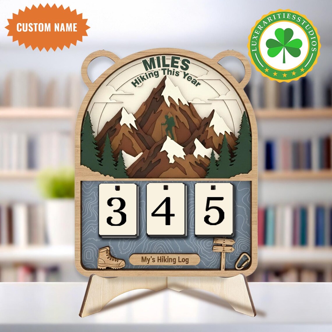 Personalized Hiking Miles Tracker Sign, Rustic Mountain Number Sign ...
