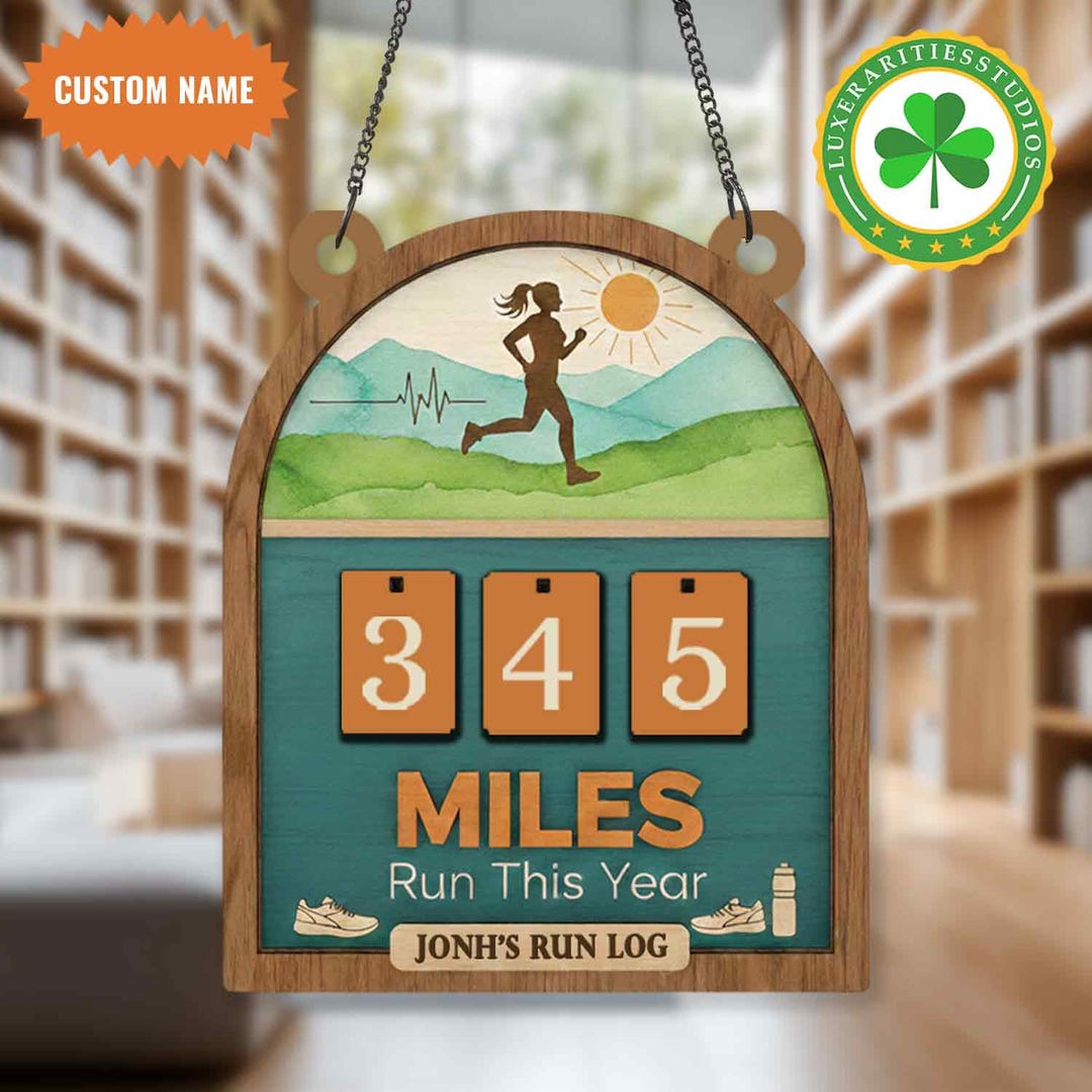 Personalized Miles Run Tracker Sign, Fitness Gift for Athletes, Running ...