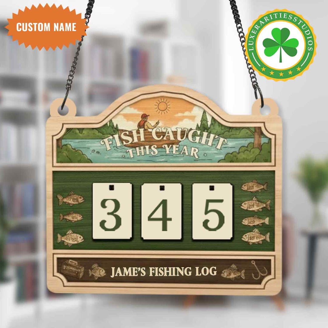 Personalized Fish Caught Tracker Sign, Angler Catch Counter Decor ...