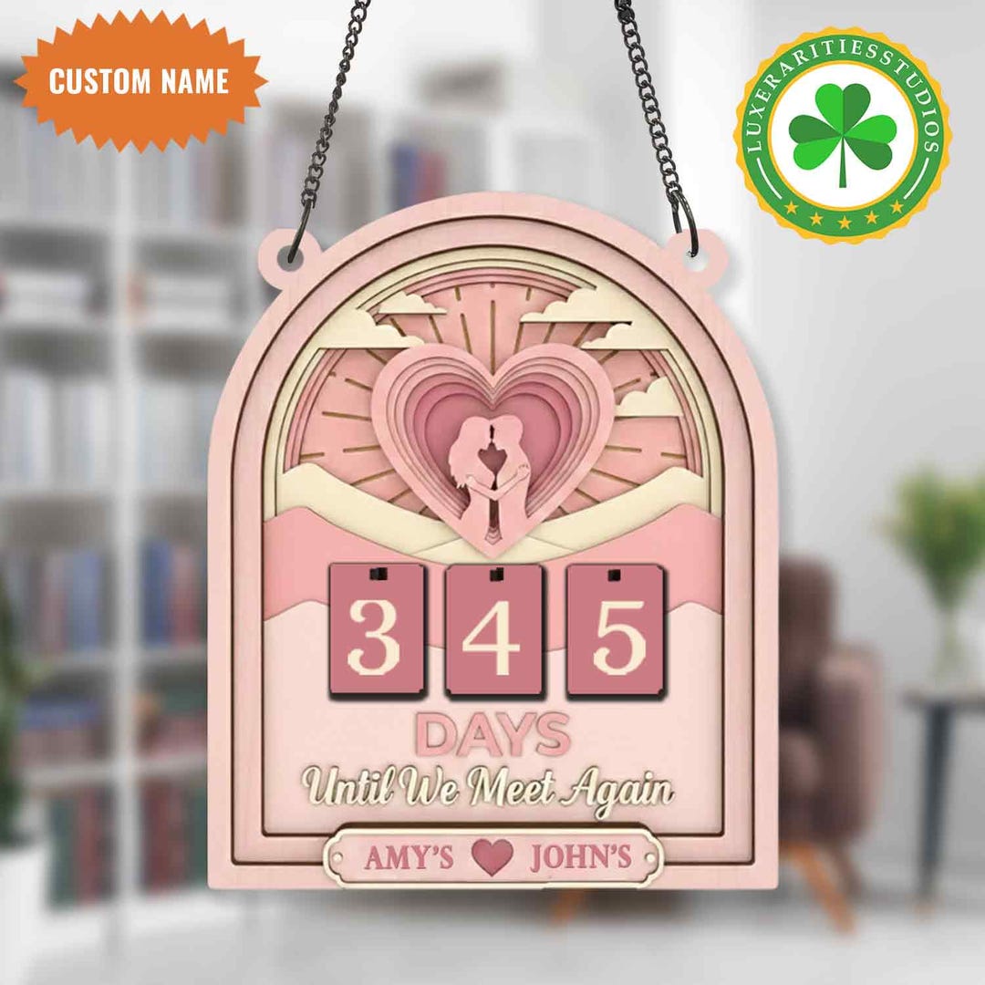 Personalized Days Until We Meet Again Wooden Sign, Long Distance Gift ...