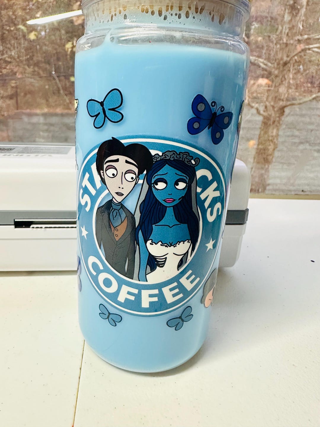 Corpse Bride Starbucks 20 Oz “blueberry Milk” Tumbler - Etsy