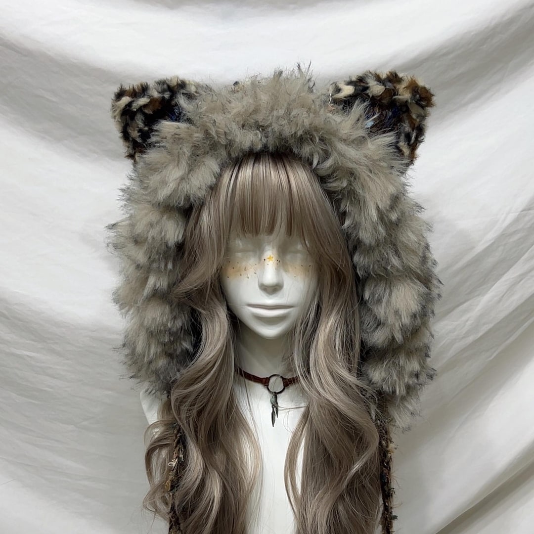 Harajuku Furry Fox Ear Hood: Chunky Faux Fur Kitty Hat, Winter Cosplay ...