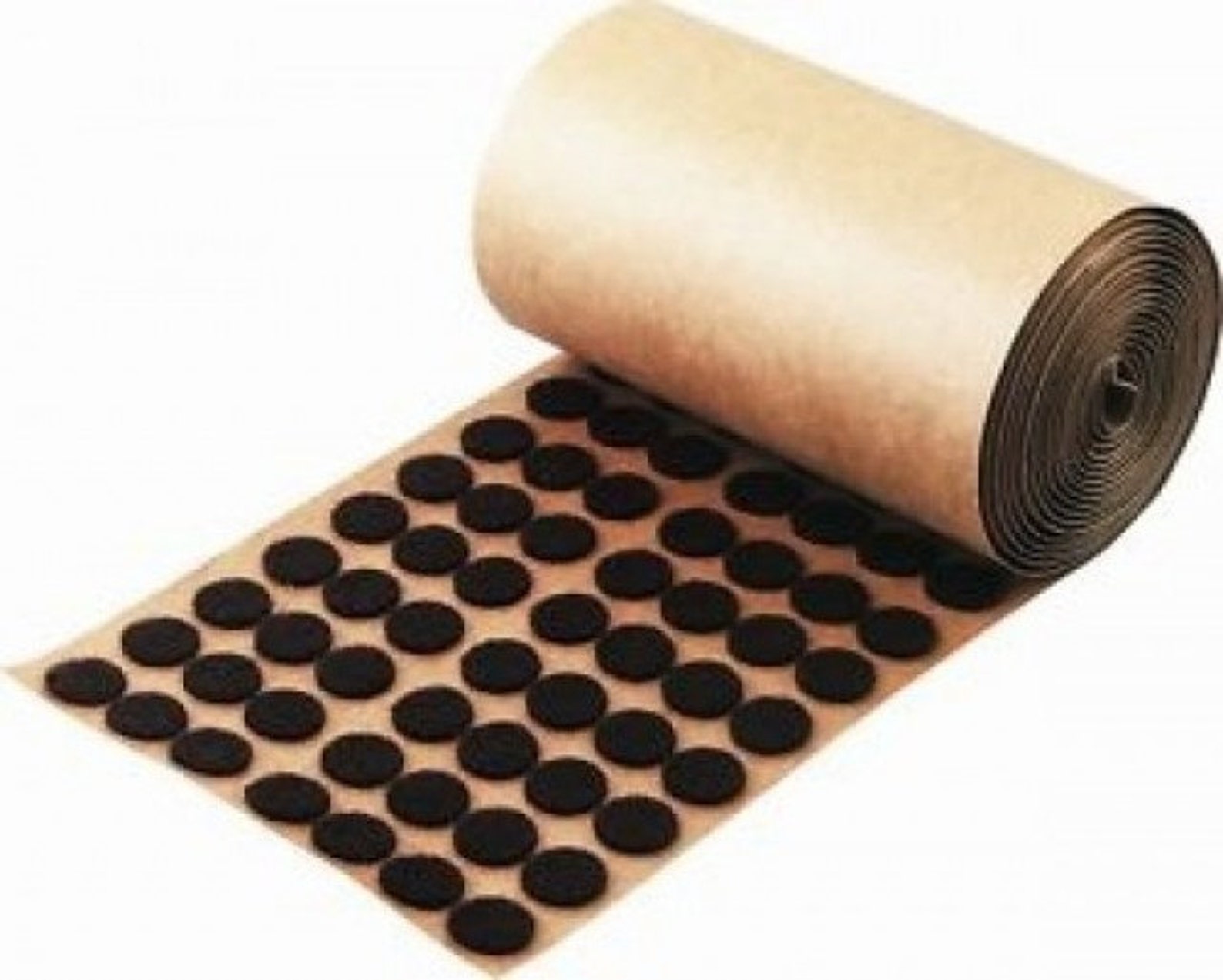 Adhesive Backed Brown Felt Roll Button Pads - 1000 per Roll - 1/2 ...