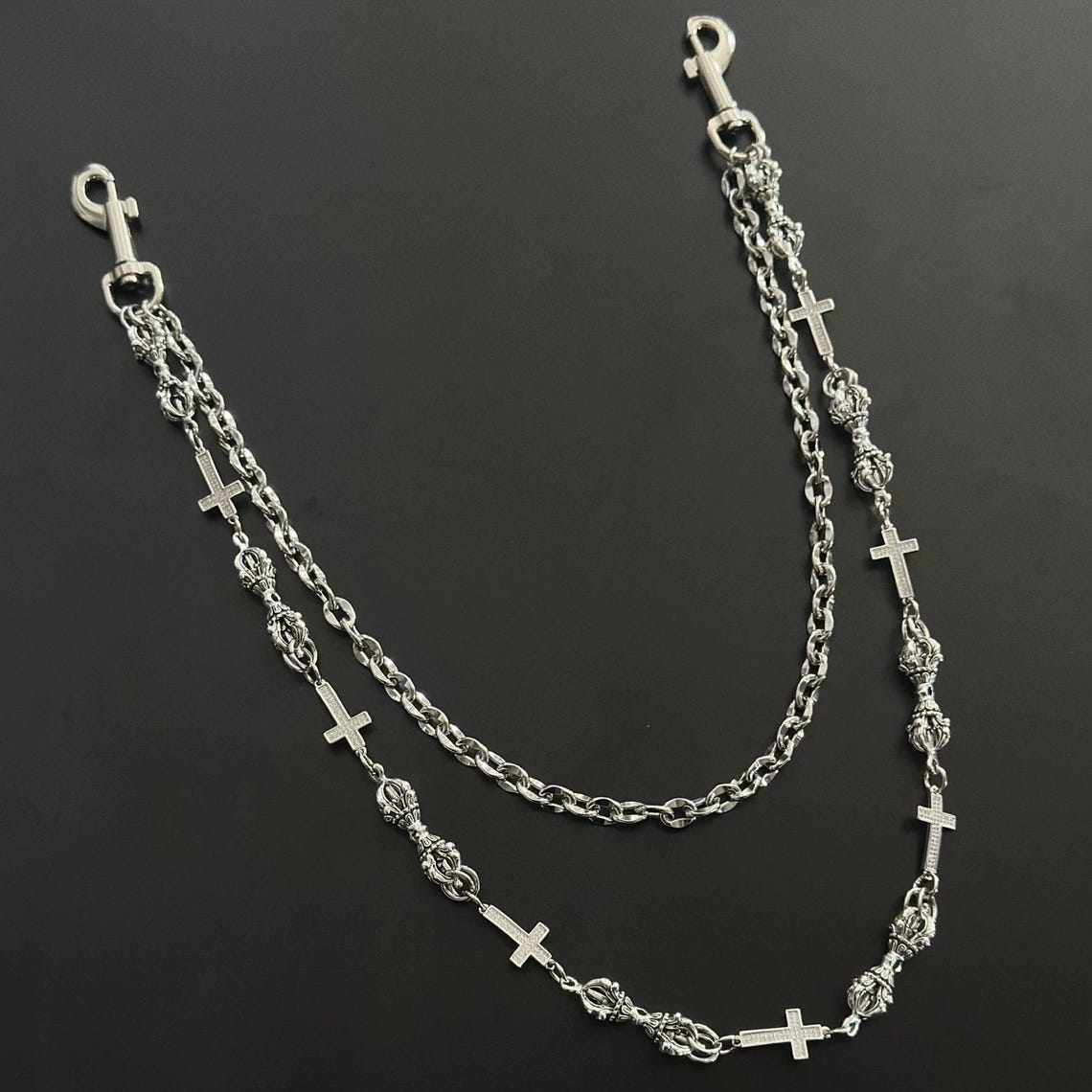 Gothic Cross Silver Chain Belt,cross Pants Accessory,chunky Silver ...