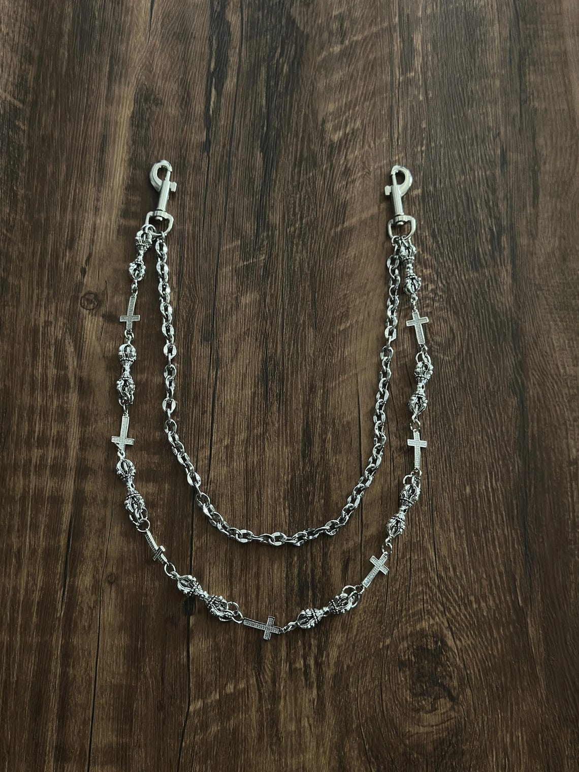 Gothic Cross Silver Chain Belt,cross Pants Accessory,chunky Silver ...