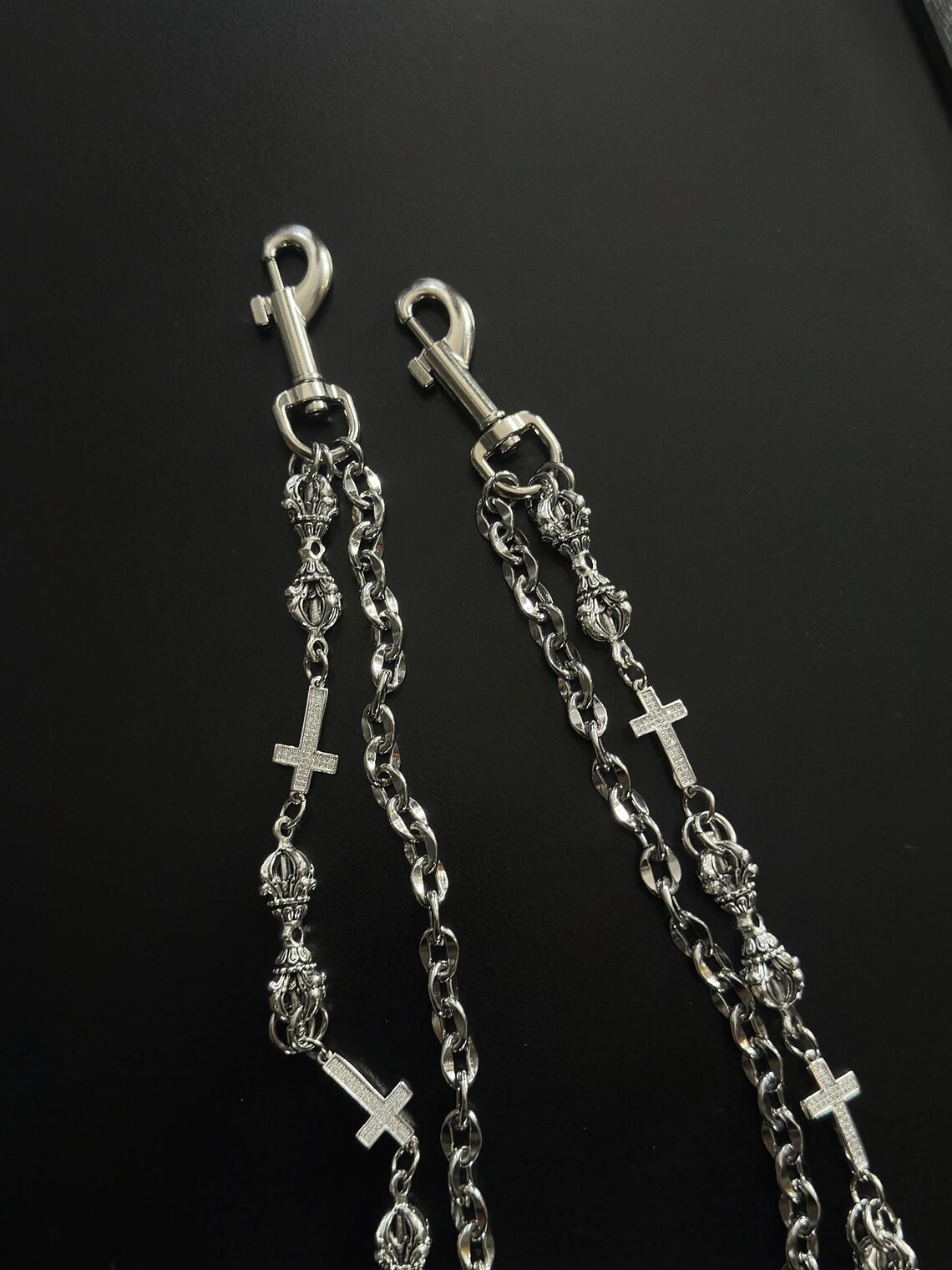 Gothic Cross Silver Chain Belt,cross Pants Accessory,chunky Silver ...