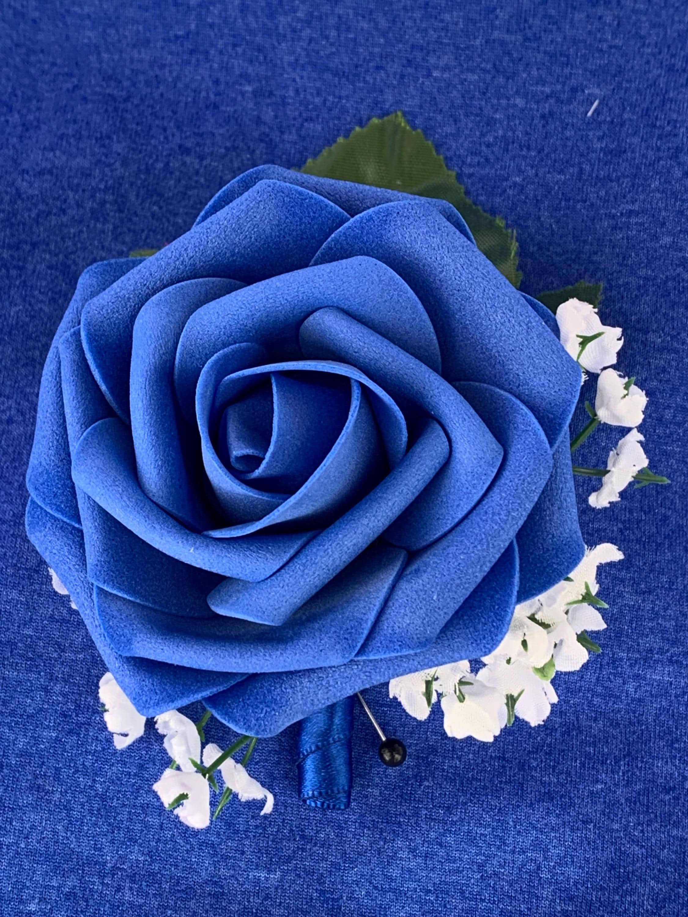 Royal Blue Corsage and Boutonniere Set Blue Silver Wedding Corsage ...