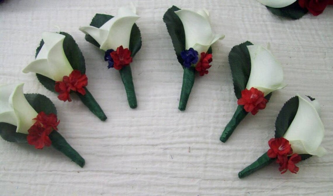 Red Wedding Bouquet Navy Bridal Bouquet Cascade Bouquet - Etsy