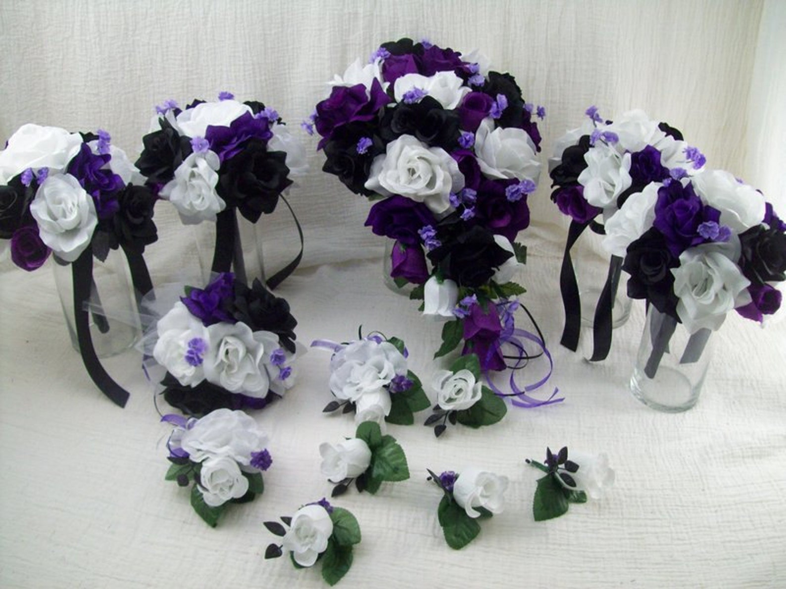 Purple Rose Bridal Bouquet Purple Wedding Flowers Cascade | Etsy