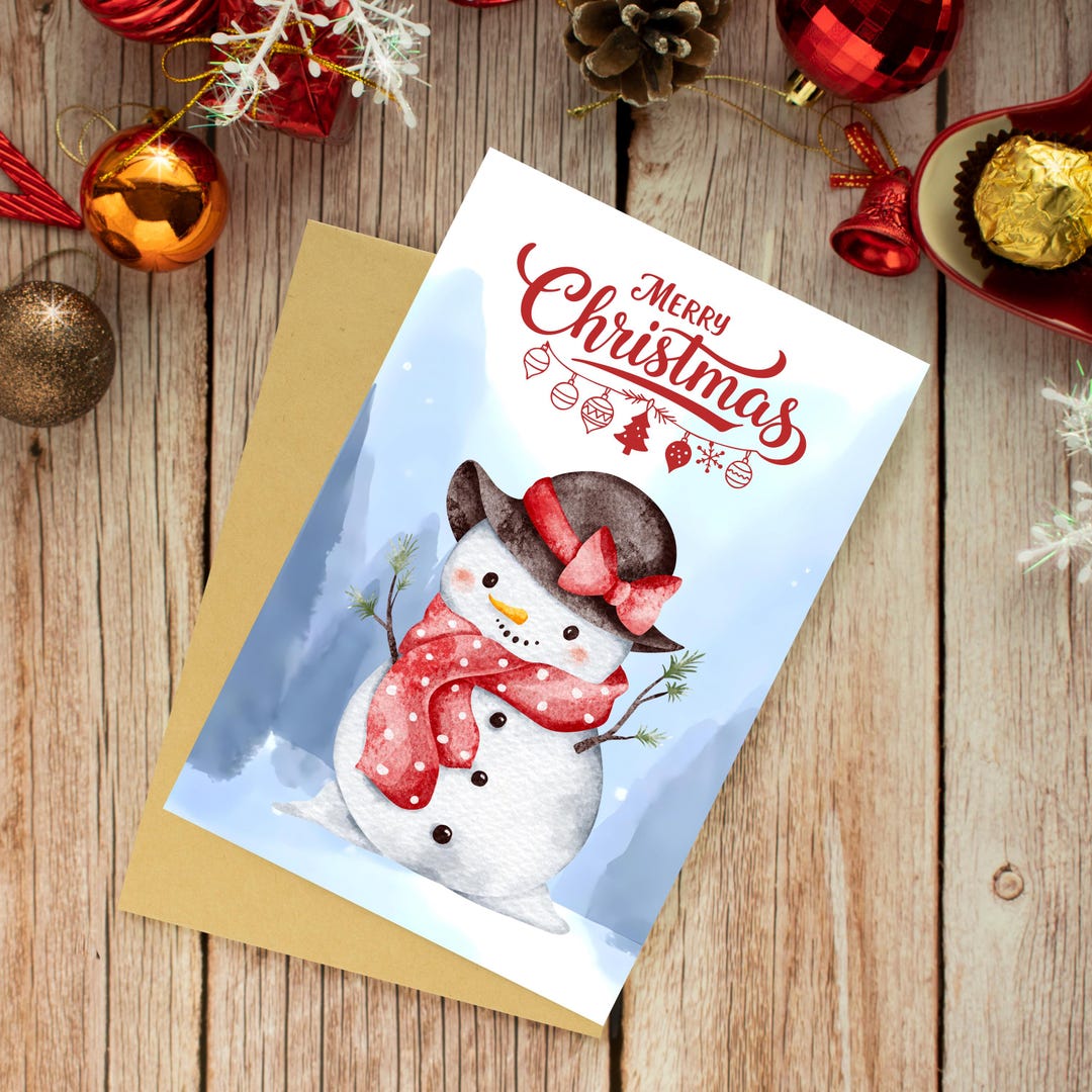 Printable Snowman Christmas Card | Holiday Greeting (digital Download ...